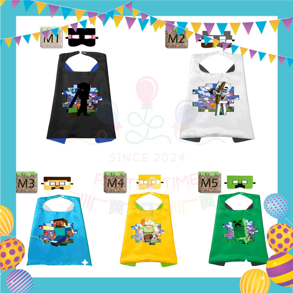 ParteeTime Kids Mask and Cape Children Game Steve Creeper Capes ...