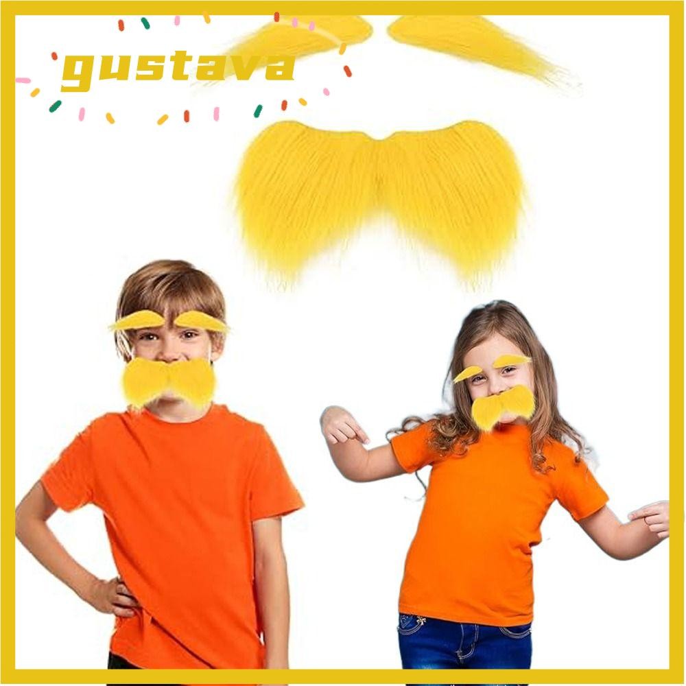 GUSTAVA Eyebrows Set, Yellow Party Makeup Ball Self Adhesive Fake Beard ...