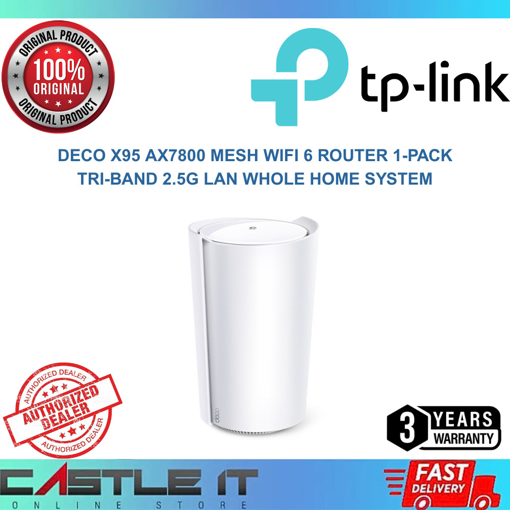 TP-Link Deco X95 AX7800 Mesh WiFi 6 Router 1-Pack Tri-Band 2.5G LAN ...