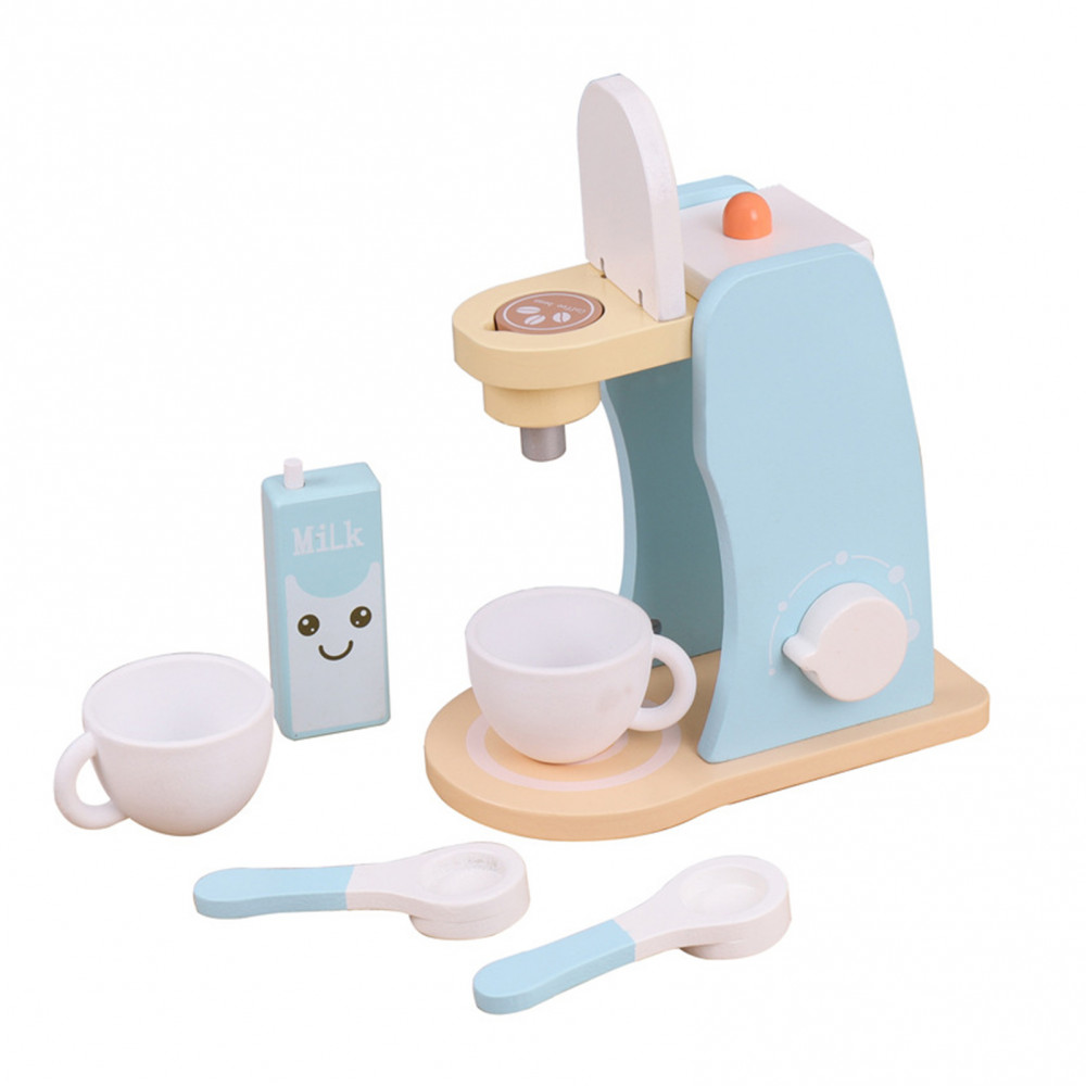 Play Kitchen Accessories Kids Wooden Coffee Maker Toy Espresso Machine ...