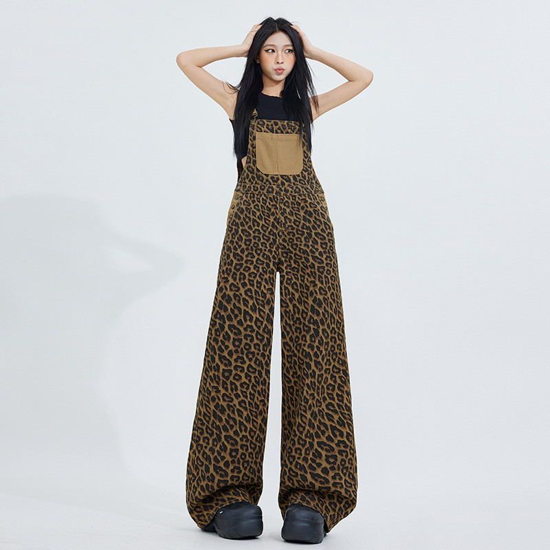 Cowboy overalls for women2025 Spring Fashion Design Leopard Print ...