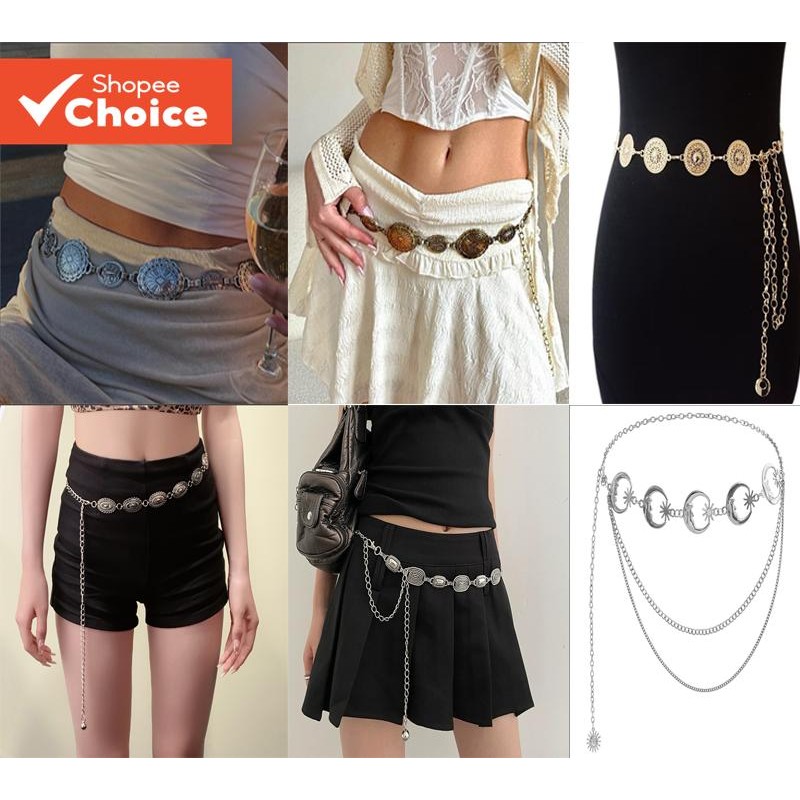 Vintage Punk Adjustable Metal Chain Belt Retro Street Style for ...