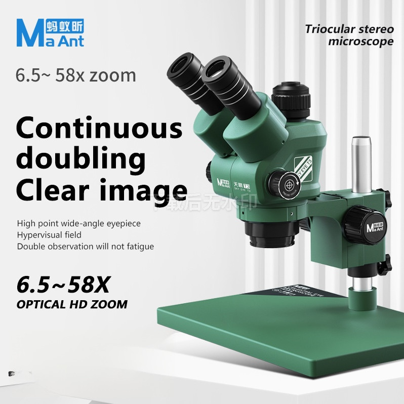 MaAnt T3 Trinocular Stereo Microscope Wide Field Continuous Zoom HD for ...