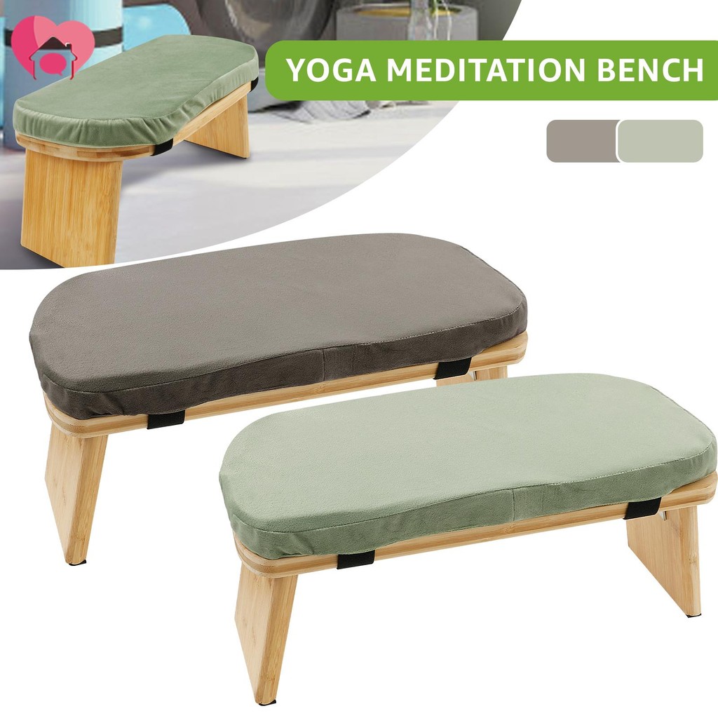 Bamboo Yoga Bench Folding Kneeling Stool with Cushion Ergonomic Prayer ...