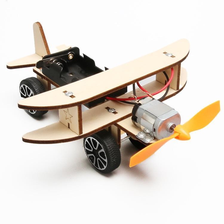 Biplane Model Kit Balsa Wood Wooden Puzzle Model Airplane Kit Electric ...