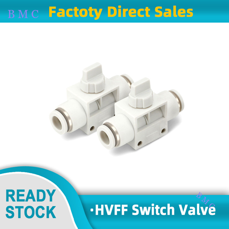 White High-Quality Pneumatic Trachea Hand Valve Switch HVFF Pipe Valve ...