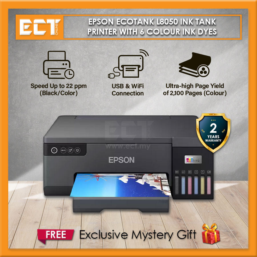 Epson EcoTank L8050 Ink Tank Wi-Fi Printer with 6 Colour Ink Dyes for High Quality Photo, ID ...