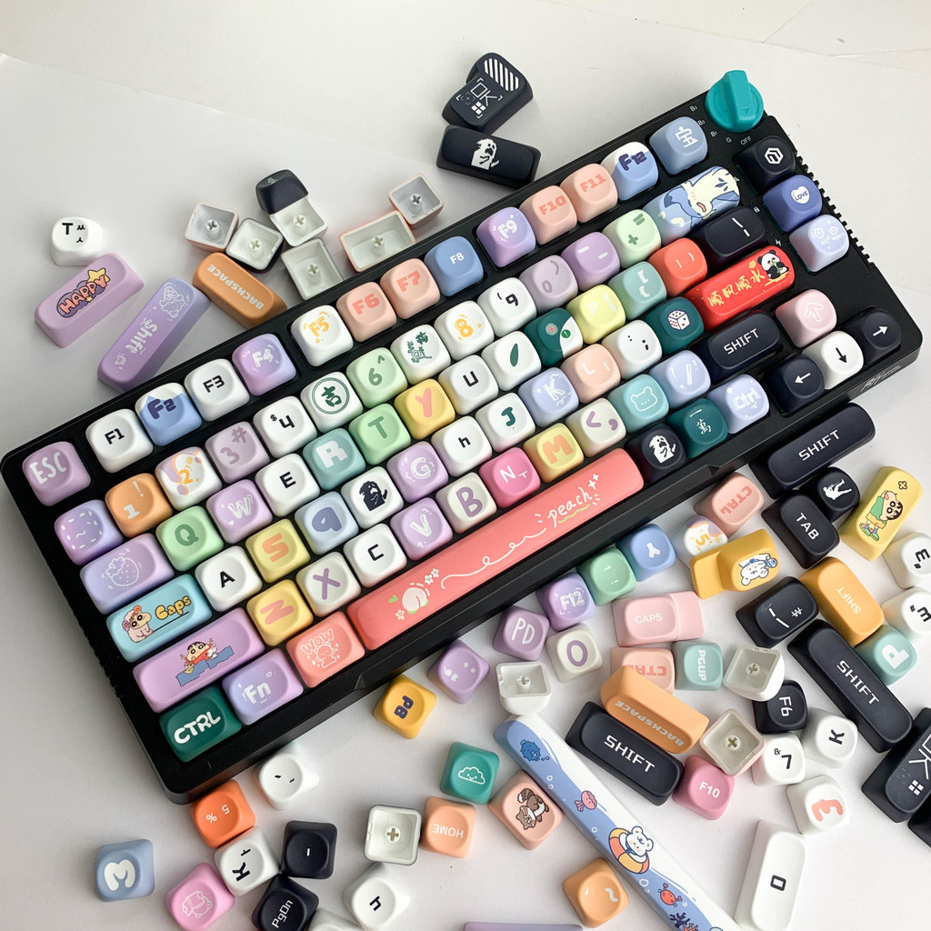 [TN Exterior House] Moa Height Keycap Set Macaron Color Series Letter ...