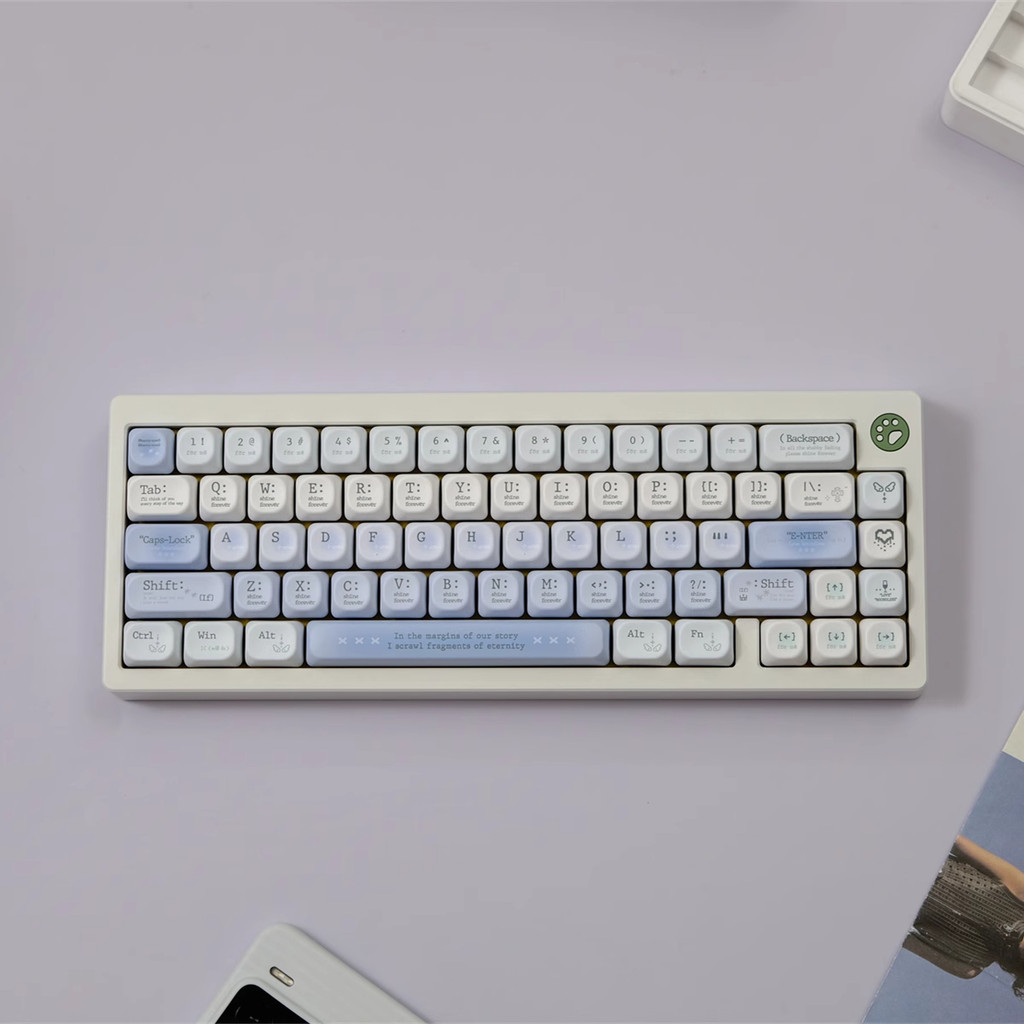 126 Keys Slightly Drunken Romantic Blue Keycaps XOA MOA Profile PBT Dye ...