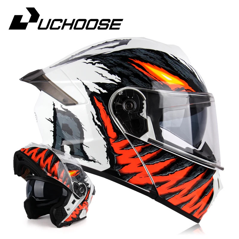 Unisex Motorcycle Helmet Certification Double Lens Cross Section Helmet ...