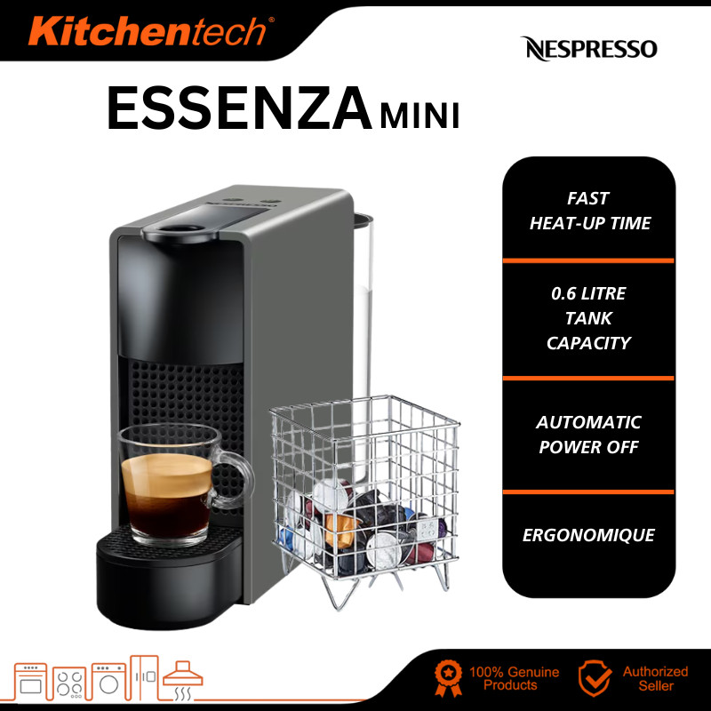 Nespresso Essenza Mini Fully Automatic Capsule Coffee Pod Machine (Grey ...
