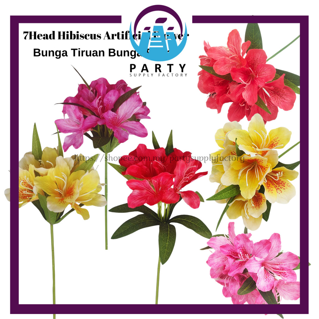 7 HEAD HIBISCUS ARTIFICIAL FLOWE / BUNGA TIRUAN BUNGA RAYA / TEMA ...