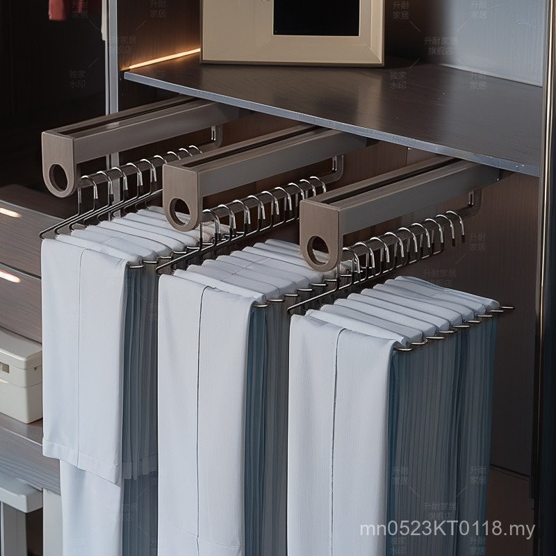 Retractable Wardrobe Foldable Rack Vertical Pants Slide Rail Pants Rack ...