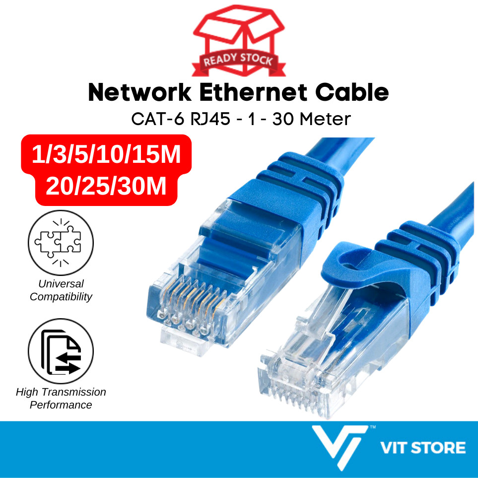 Kabel LAN Tampalan Rangkaian Internet Ethernet RJ45 Cat 6 Cat 6 1/3/5 ...