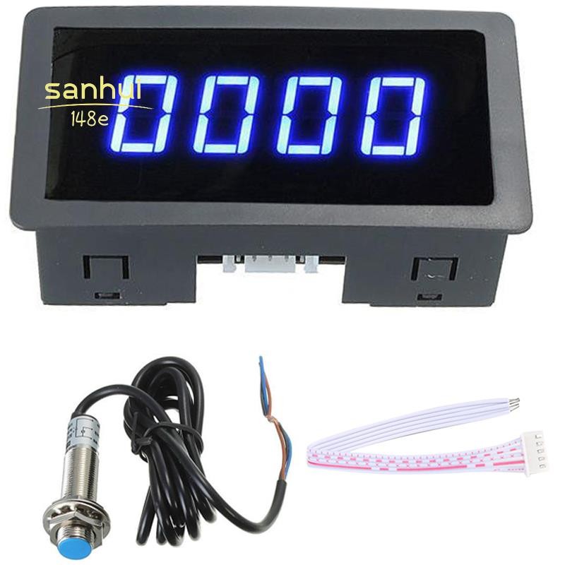 4 Digital LED Blue Tachometer RPM Speed Meter+Hall Proximity Switch ...
