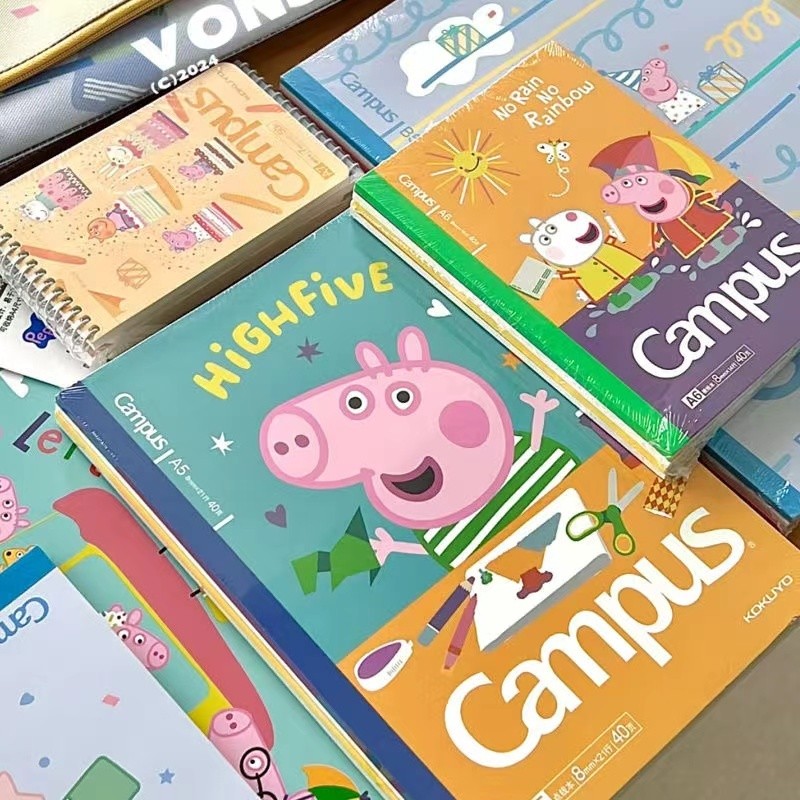 Peppa pig cute journal notebook for kids writing campus限定子A5记事本学生胶装B5 ...