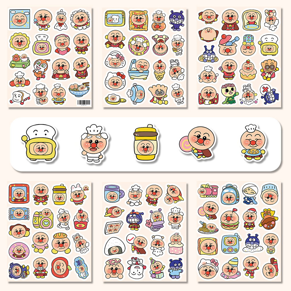 102Pcs Anpanman Sticker Set - Cute Cartoon Decor for Kids' Journal ...