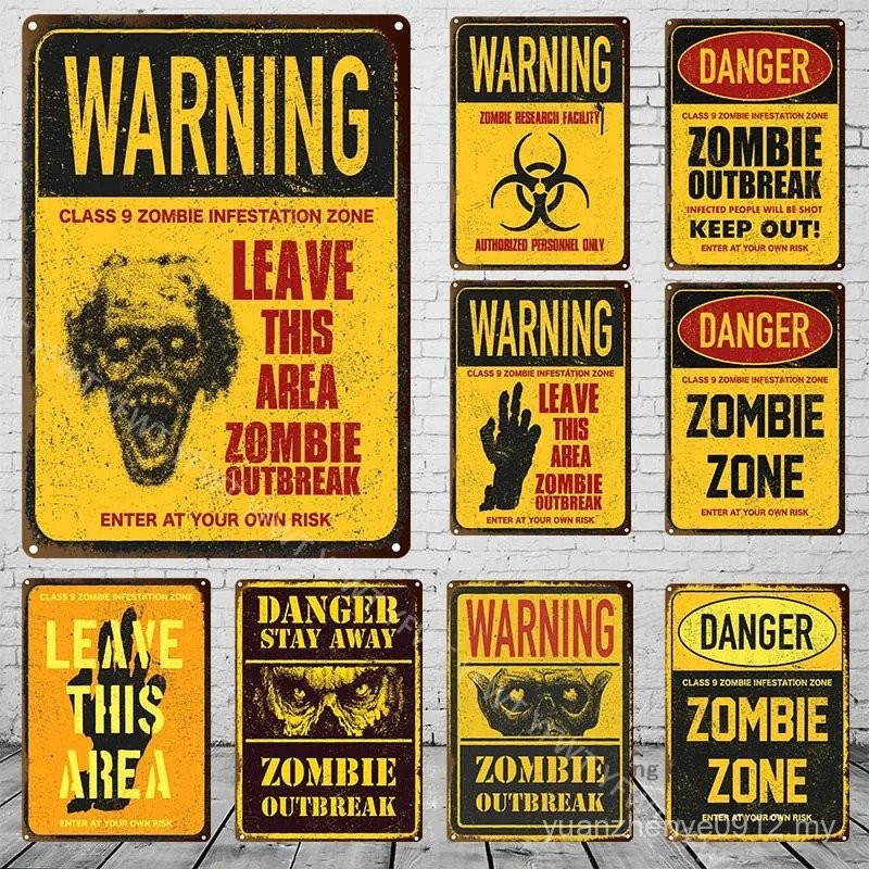 Vintage Warning Zombie Poster Beware of Dog No Parking No Trespassing ...