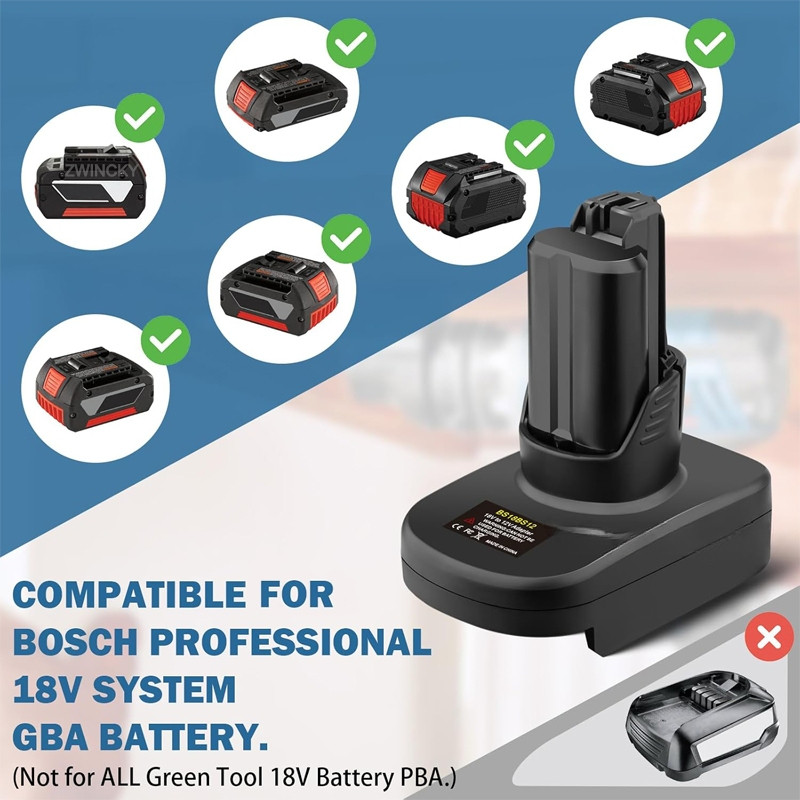 For Makita/Dewalt/Milwaukee/Bosch, 18V Li-ion Battery Convert to Bosch 12V Cordless Power Tools ...