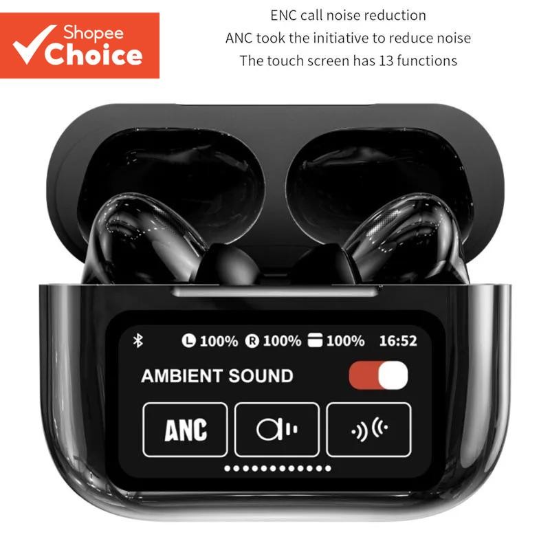 A9 Pro TWS Screen Wireless Bluetooth Earphone ANC ENC Noise Cancelling ...