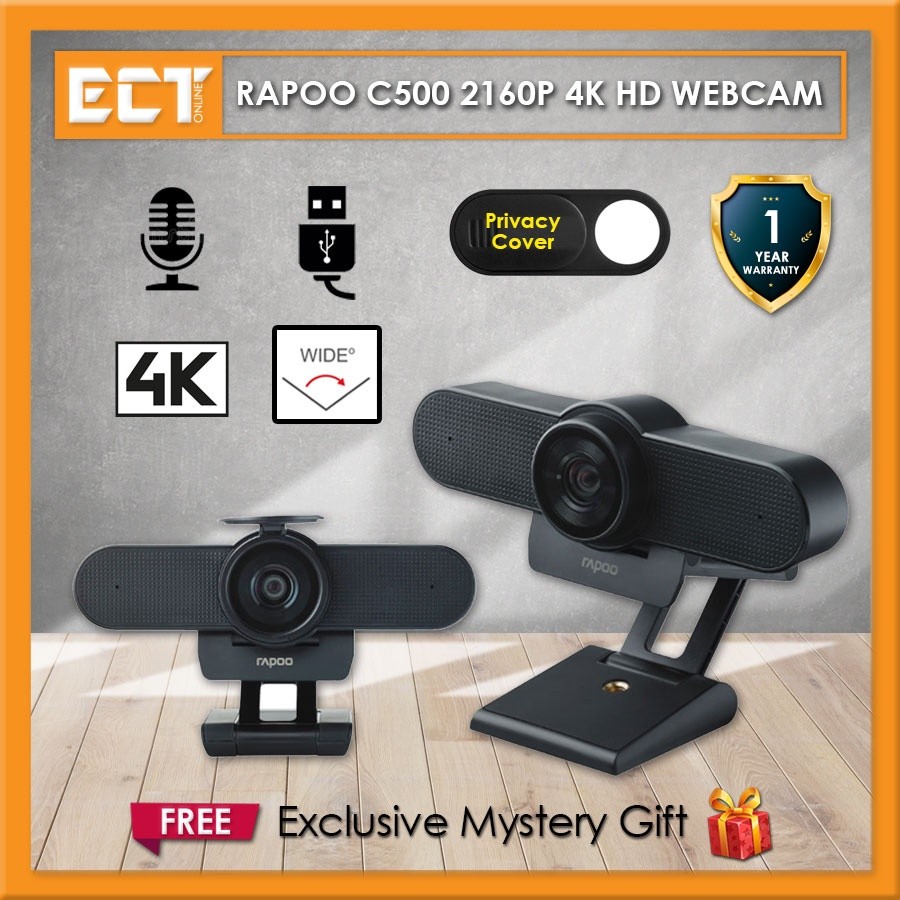 Rapoo C500 2160P 4K HD Webcam with Omni Directional Microphone and Wide ...