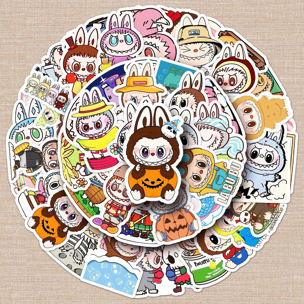 50 Sheets labubu Graffiti Stickers Cartoon Cute labubu Cuckoo Card ...