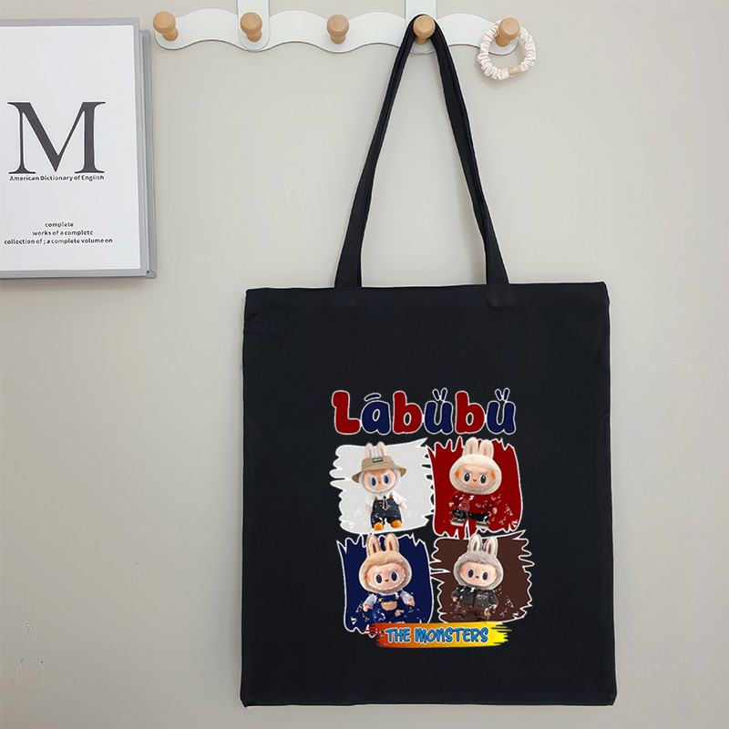Labubu canvas bag, women's single shoulder, large capacity, student's ...