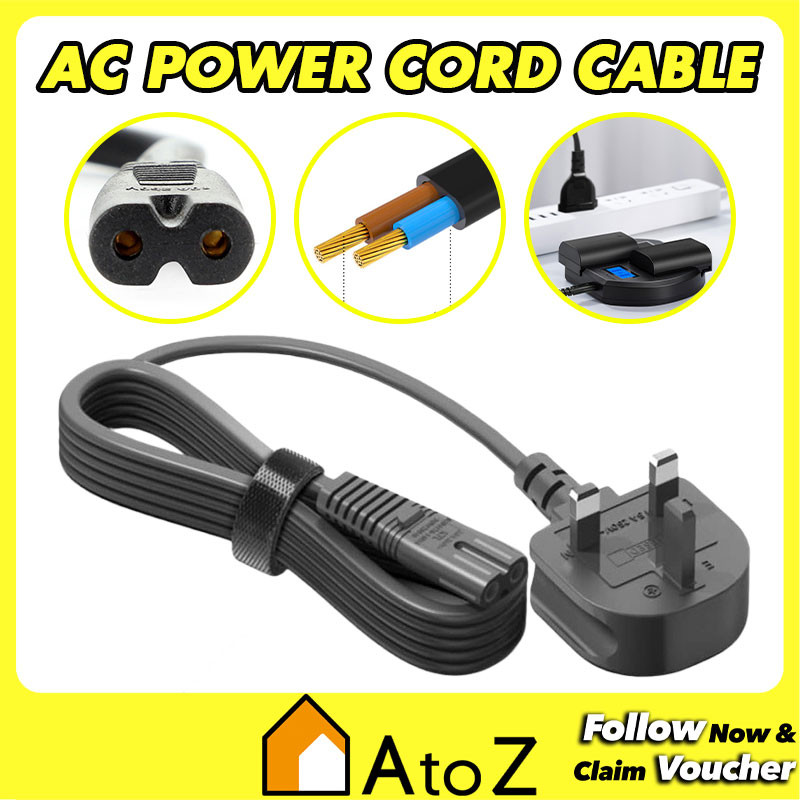 AC 3Pin/2pin AC Power 2 Core Cord Cable Wire Adaptor Connector 1.5m FOR ...