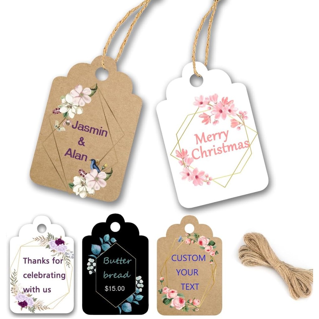 Custom Gift Tags with String, Personalized Tags for Favors, Customized ...