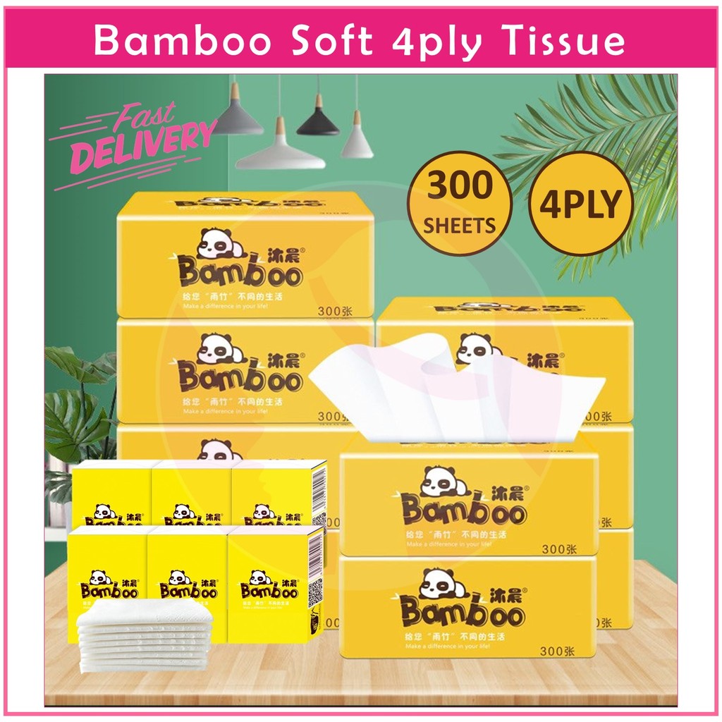 Bamboo Tissue Soft Facial Tisu 75 Pulls x 4 Ply = 300pcs Per Pack 4ply ...