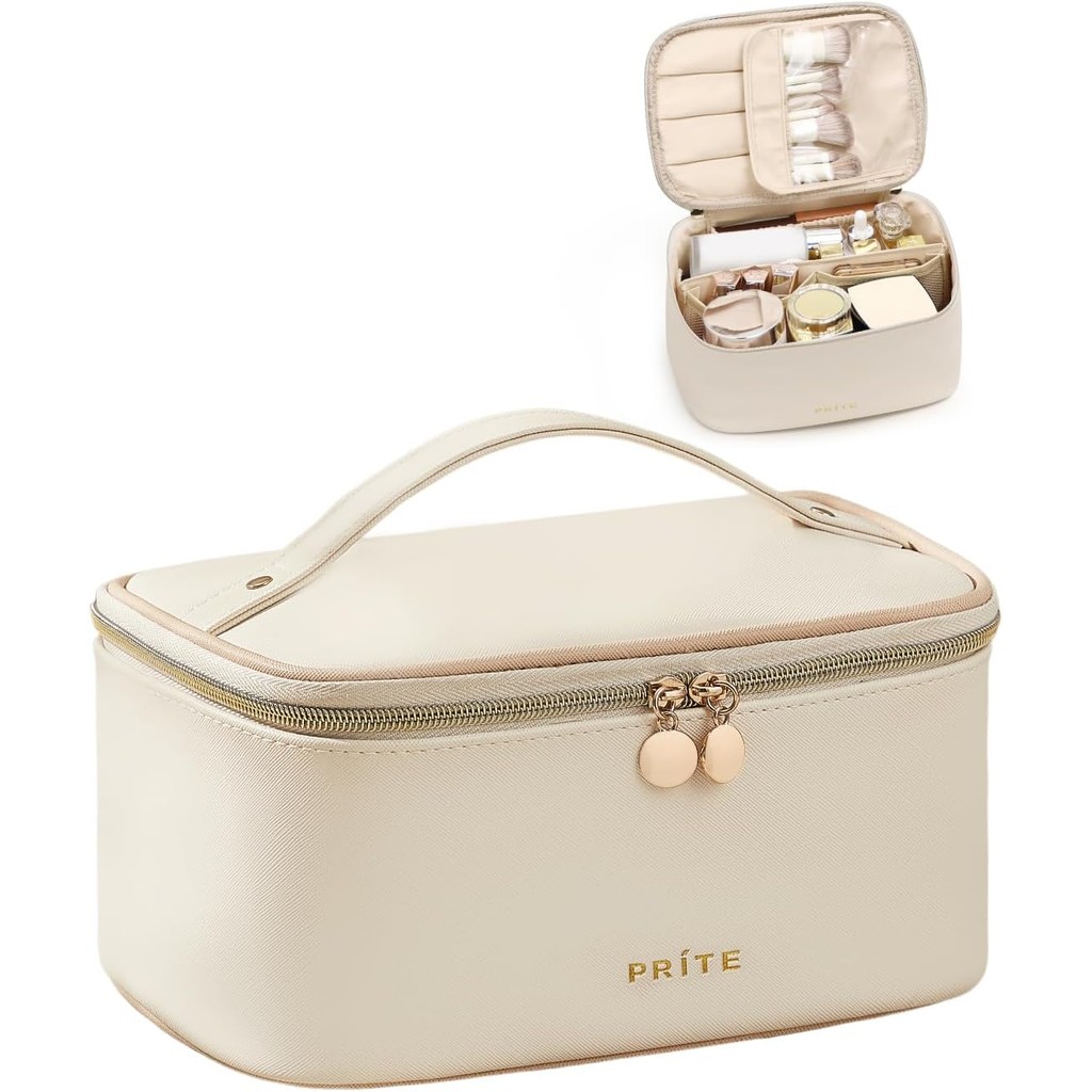 Prite Large Makeup Bag for Women Travel Cosmetic Case Waterproof PU ...
