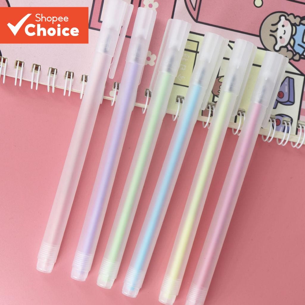 4pcs 0.5mm Black Gel Pens – Macaron Color Series, Simple Frosted Rod ...
