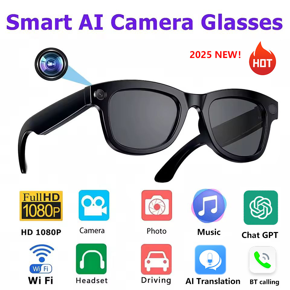 2025 New AI Smart Glasses Camera HD 1080P Polarized 800W Pixels ...