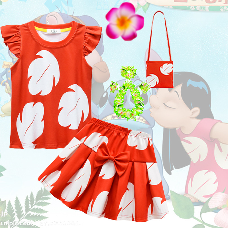 Movie Lilo&Stitch Cosplay Costume for Kids Girl Outfit Lilo Red Top ...