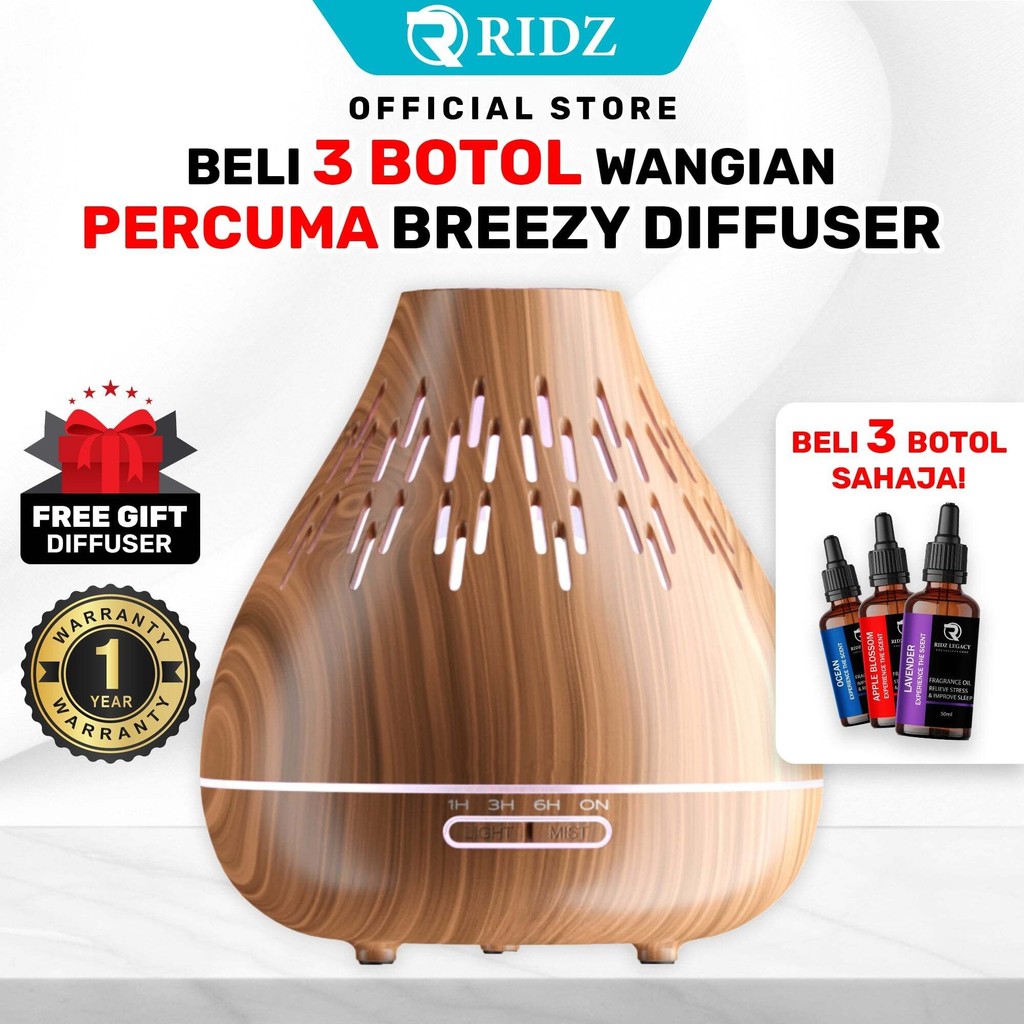 Ridz Beli 3 Wangian Percuma Breezy Diffuser Light Wood Rumah Mewangi ...