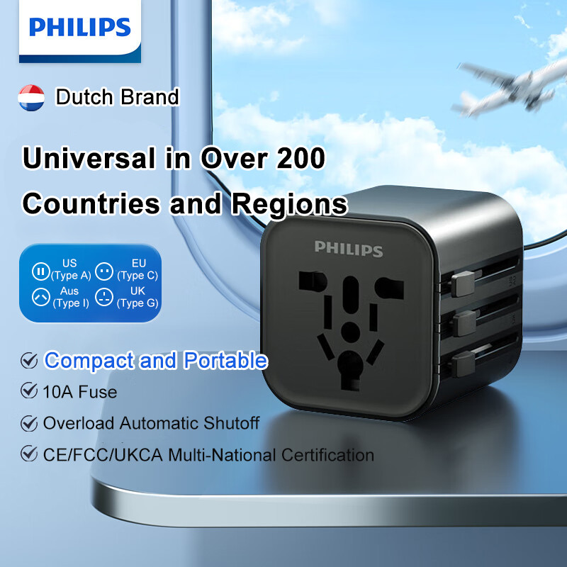 Philips Global Travel Adapter Universal Conversion Socket US/EU/Aus/UK ...