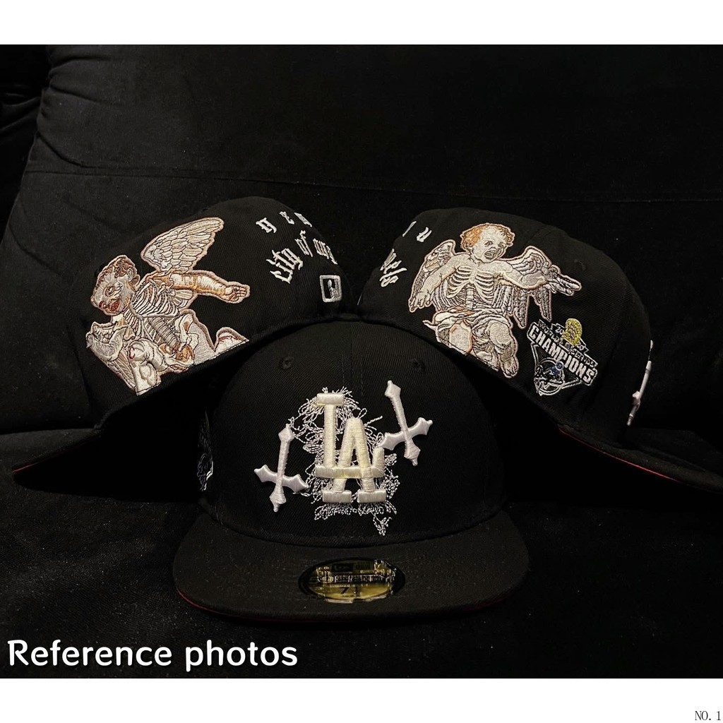 Hot Sale Mlb Los Angeles Dodgers City Of Angels Red Fitted Hat Skeleton