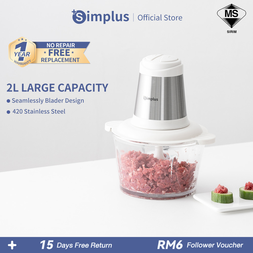 Simplus Meat Grinder 4 Stainless Steel Food Processor Blender (2L/300W ...