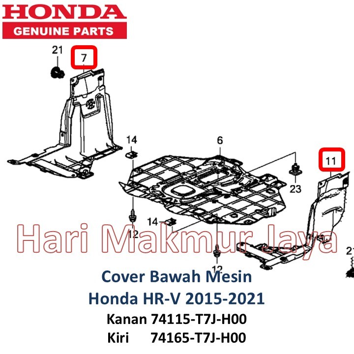 MESIN Lower engine Cover Right Left Honda HR-V HRV 2015 2016 2017 2018 ...