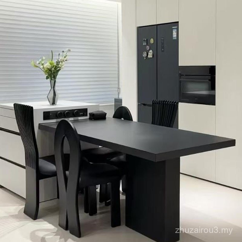 Minimalist Black White Rock Island Table Dining Table Integrated ...