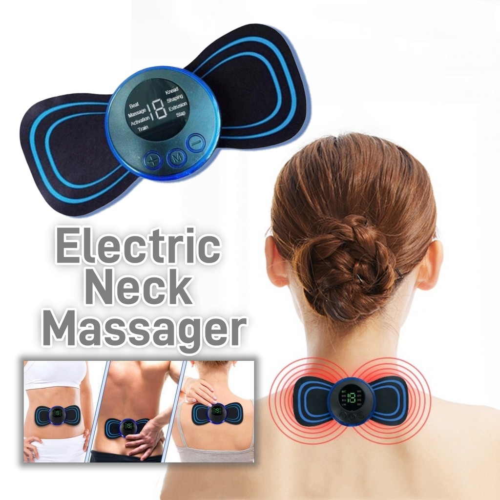 Neck Cervical Massage Sticker EMS Mini Massager Pain Relief Shoulder ...