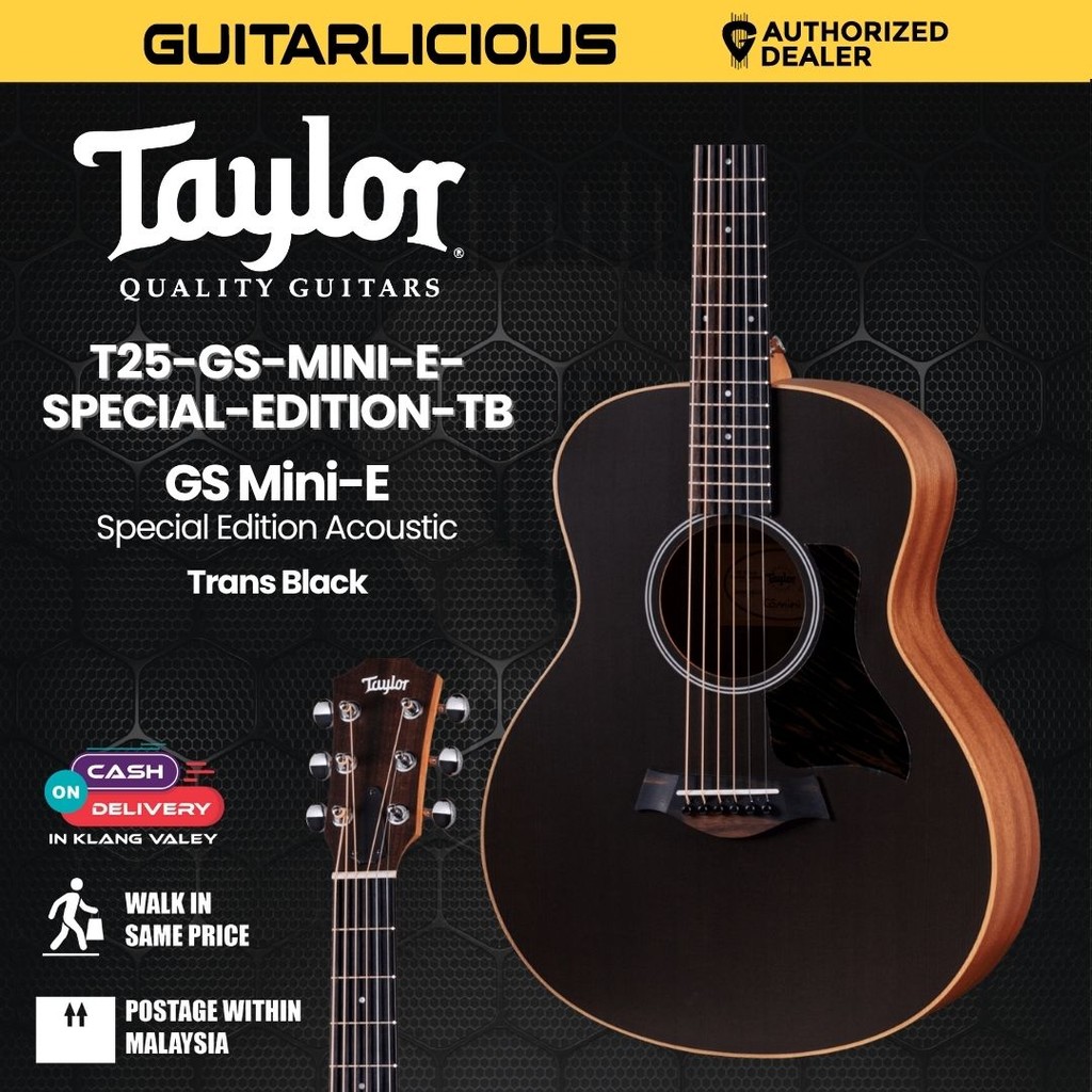 Taylor GS Mini-E Special Edition Acoustic Guitar With Bag, Trans Black ...