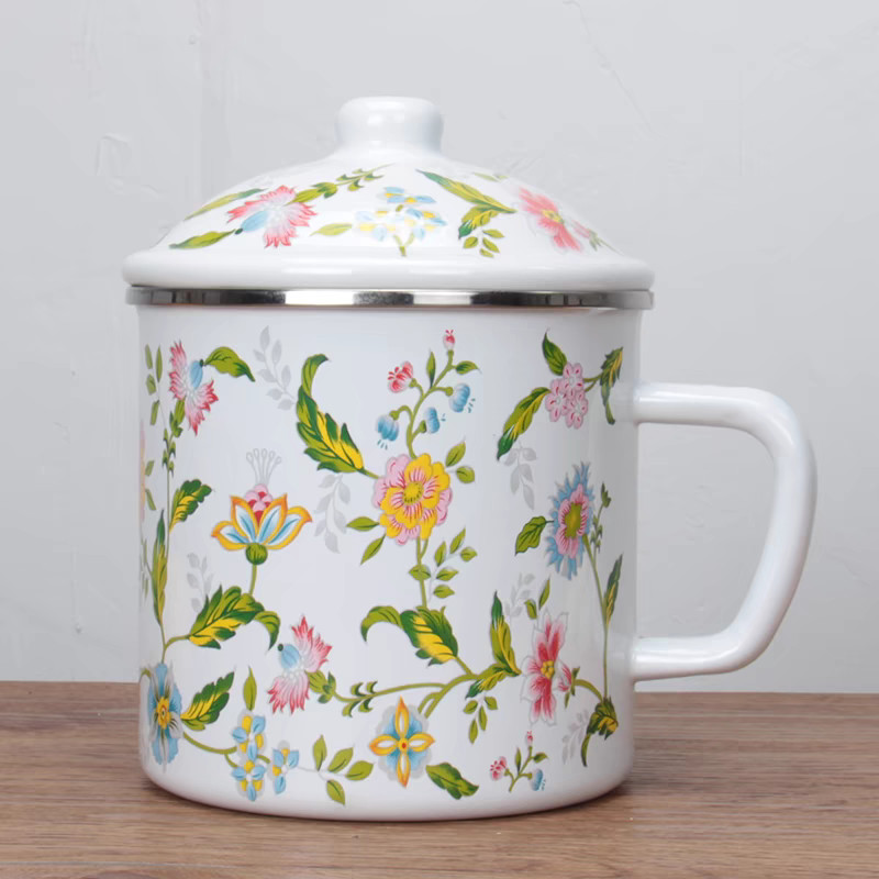 Cawan Enamel Tebal Retro Cawan Vintaj Klasik Periuk Teh Enamel Cawan ...