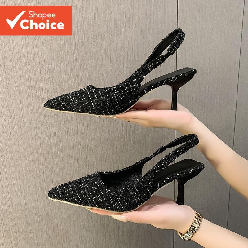 Gentle Style High Heels Slim Heeled Pointed Sandals | Shopee Malaysia