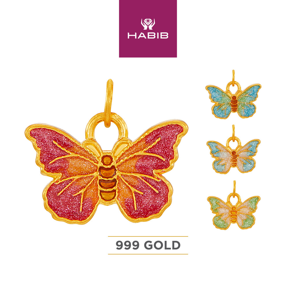 HABIB 999/24K Yellow Gold Pendant (Butterfly) 9GP012 | Shopee Malaysia