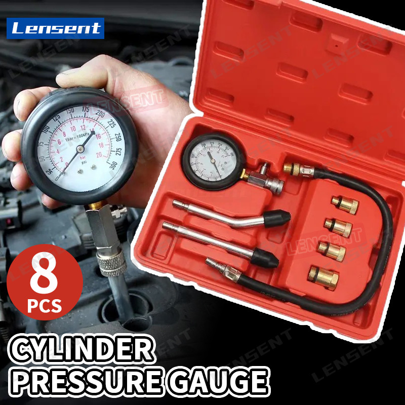Lensent 8pcs Petrol Gas Engine Cylinder Compressor Gauge Automotive ...