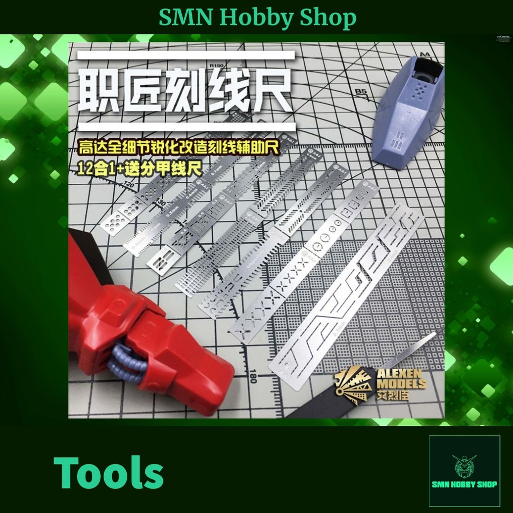 Chisel Scriber Engraving Metal Template Ruler 12-in-1 AJ0090 Detailing ...