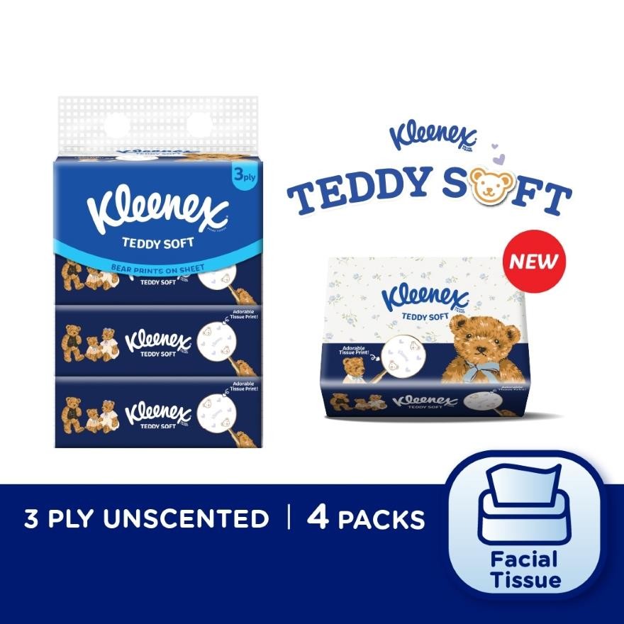 KLEENEX Facial Tissue Soft Box Teddy Soft 3PLY (100s x 4) | Shopee Malaysia