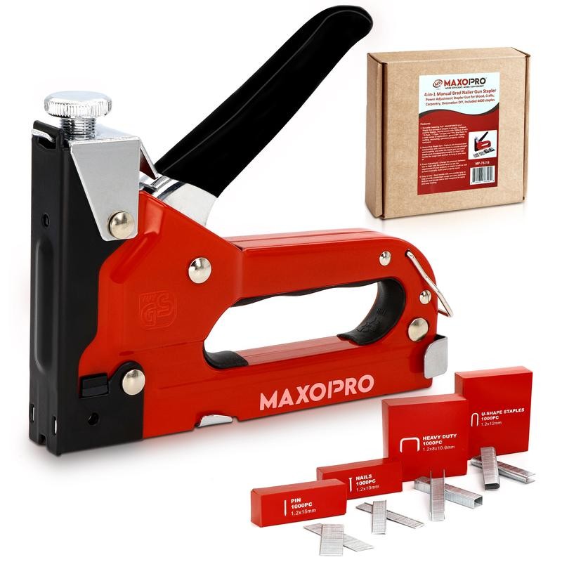 MaxoPro 4-in-1 Upholstery Staple Gun – Heavy Duty Stapler Gun with ...