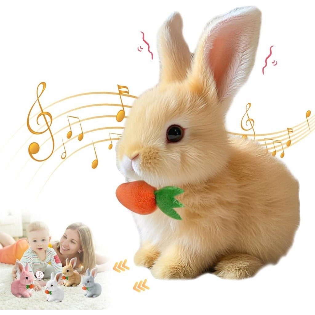 Bunny - Realistic Bunny Toys, 2025 New Plush Hopping Rabbit Toy with ...